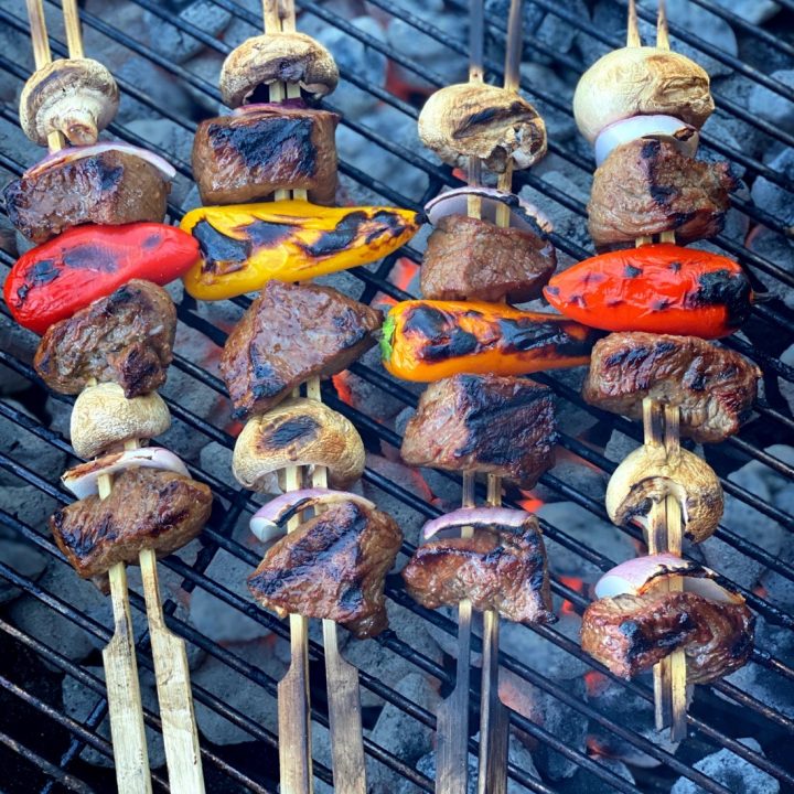 Grilled Steak Kabob Skewers (with marinade) | Learning To Smoke